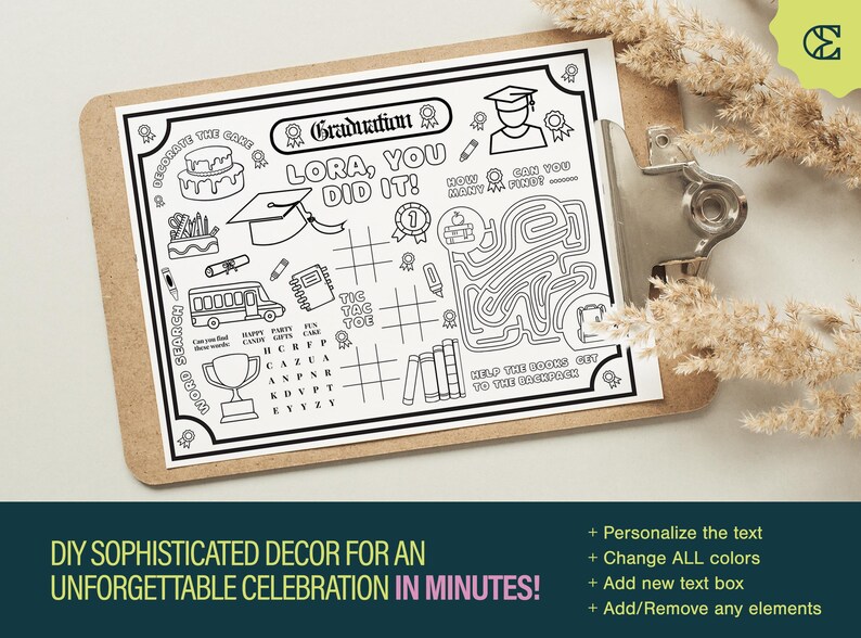 Printable Graduation Coloring Page, Printable Grad Party Placemat ...