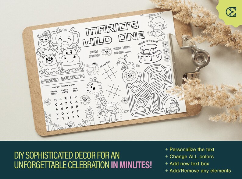 Wild One Birthday Coloring Page, Printable Wild One Birthday Coloring ...