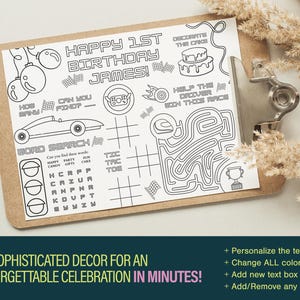 Race Car Coloring Page for Kids Birthday, Printable Formula One Party ...