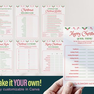 Christmas Game Bundle Printable Trivia Games, Canva Templates Christmas ...