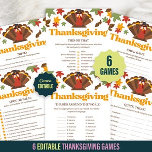 Family Thanksgiving Games Printable, Kids Party Games Thanksgiving ...