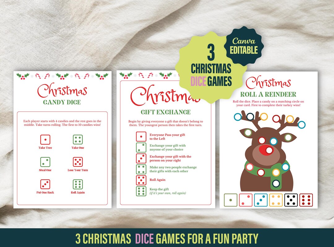 Editable Christmas Dice Game Bundle, Printable Roll a Reindeer Game ...