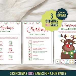 Editable Christmas Dice Game Bundle, Printable Roll a Reindeer Game ...