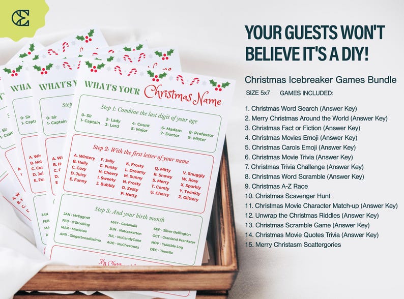 Christmas Game Bundle Printable Trivia Games, Canva Templates Christmas ...