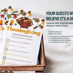 Printable Dice Thanksgiving Game for Kids, Thanksgiving Dinner Kids ...