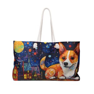 Corgi Art Tote Bag - Corgi Gifts - Dog Art Large Market Tote Bag ...