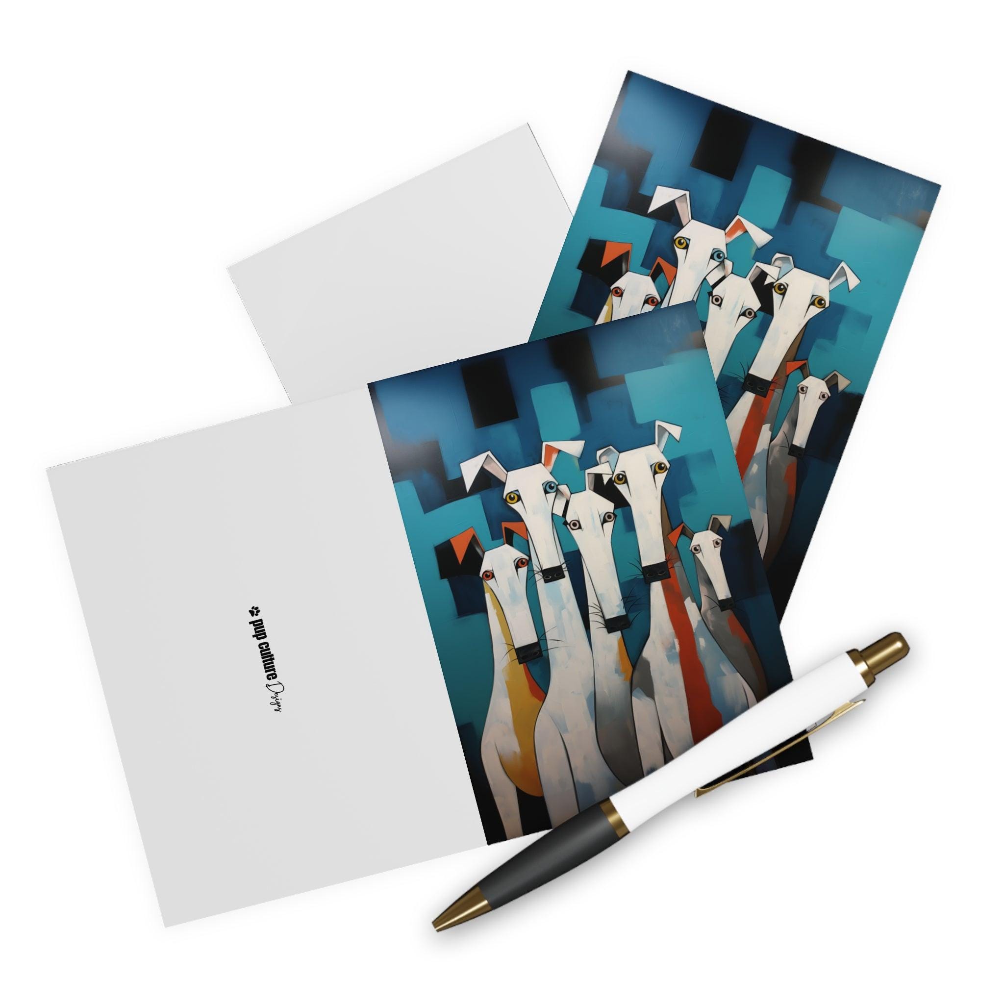Dog Art Greeting Cards Multipack Cards Dog Lover Gift White Blue Dog ...
