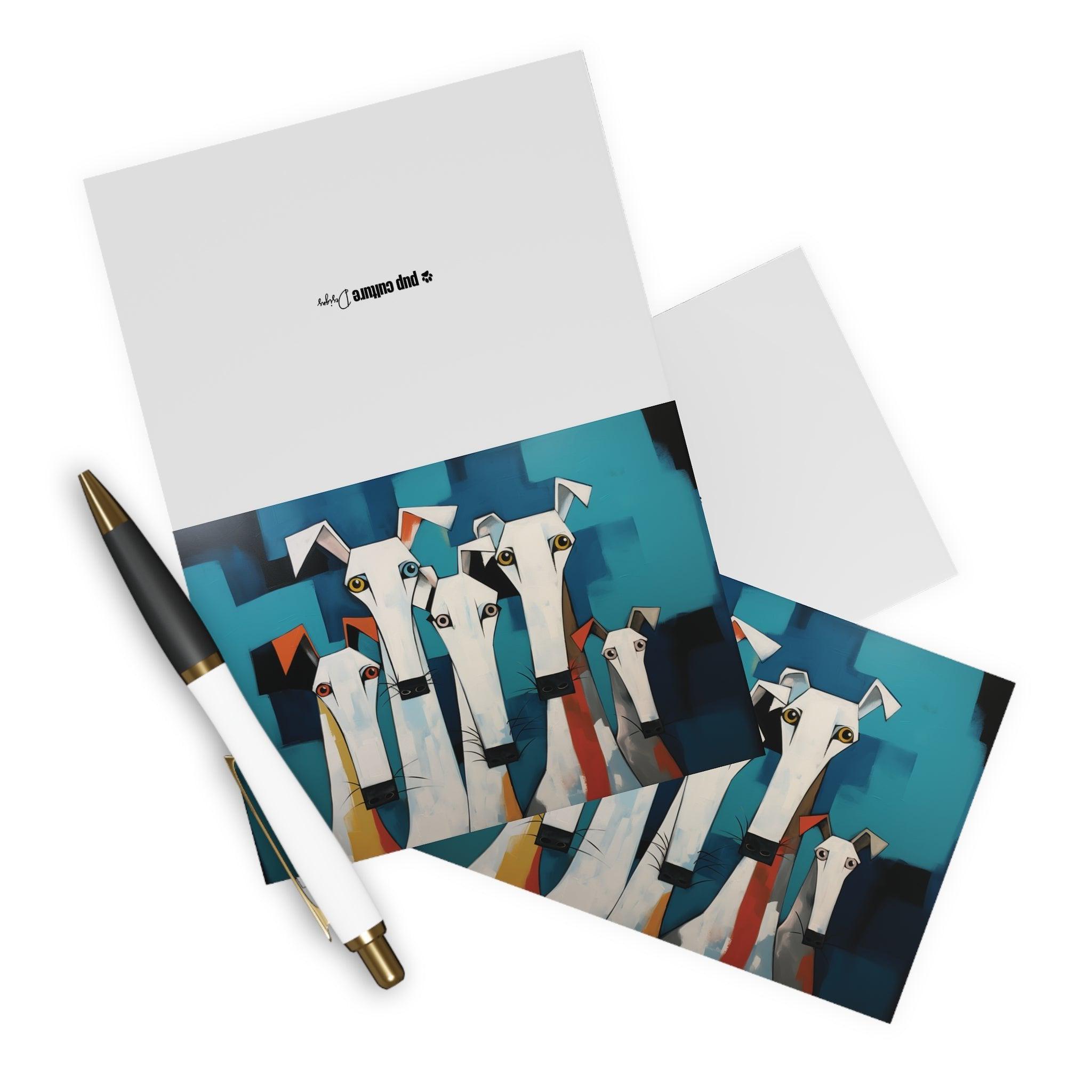 Dog Art Greeting Cards Multipack Cards Dog Lover Gift White Blue Dog ...