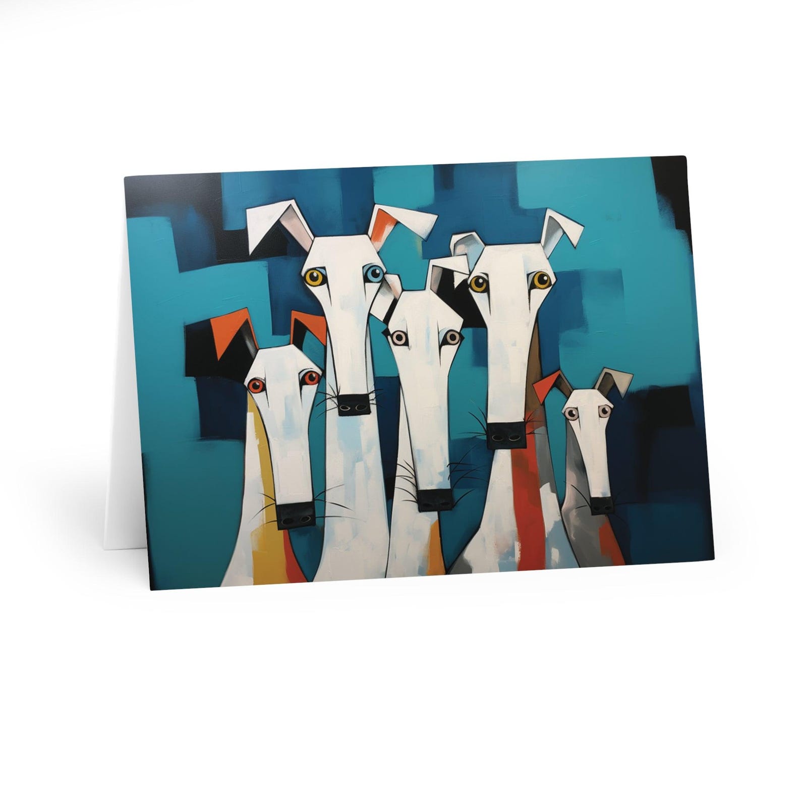 Dog Art Greeting Cards Multipack Cards Dog Lover Gift White Blue Dog ...