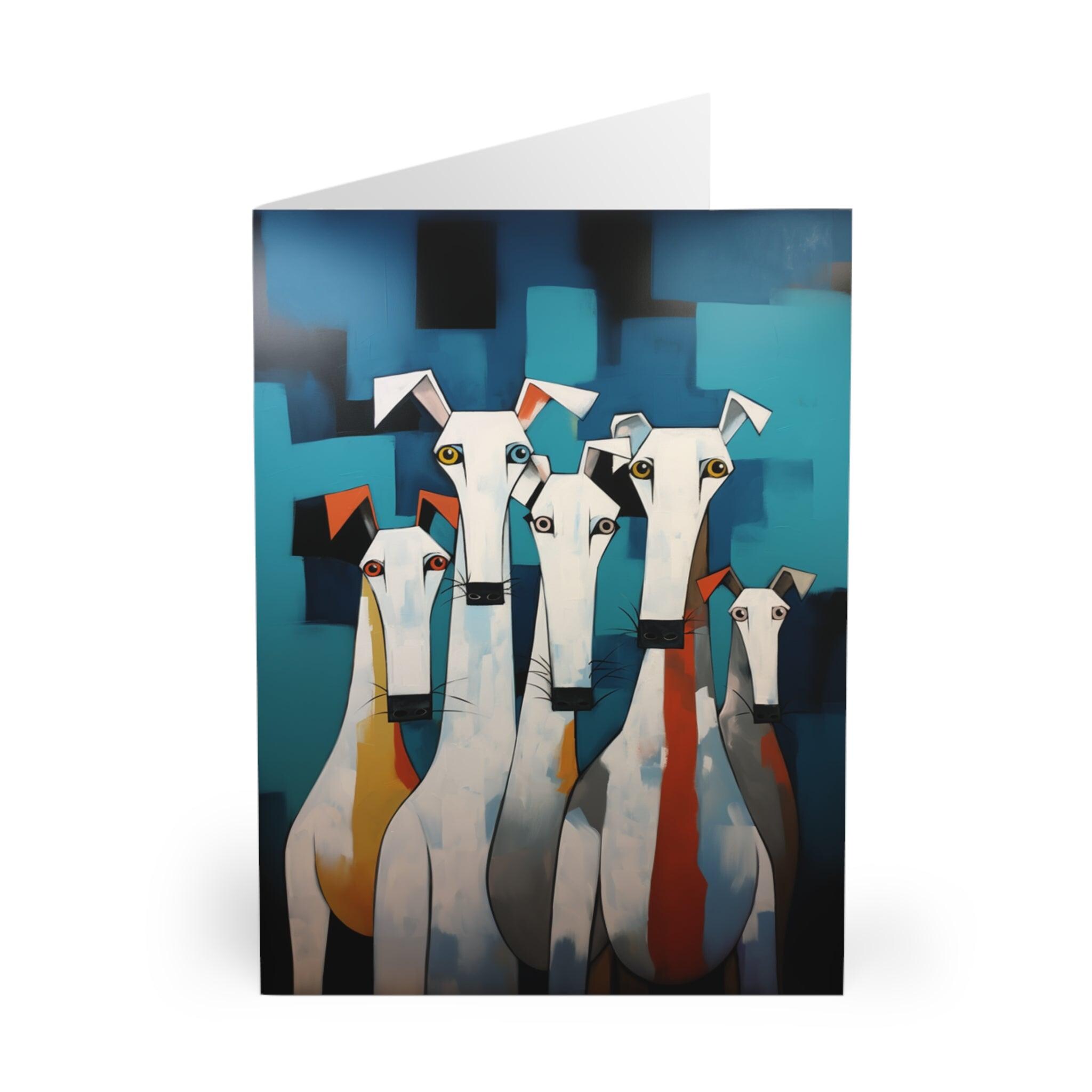 Dog Art Greeting Cards Multipack Cards Dog Lover Gift White Blue Dog ...