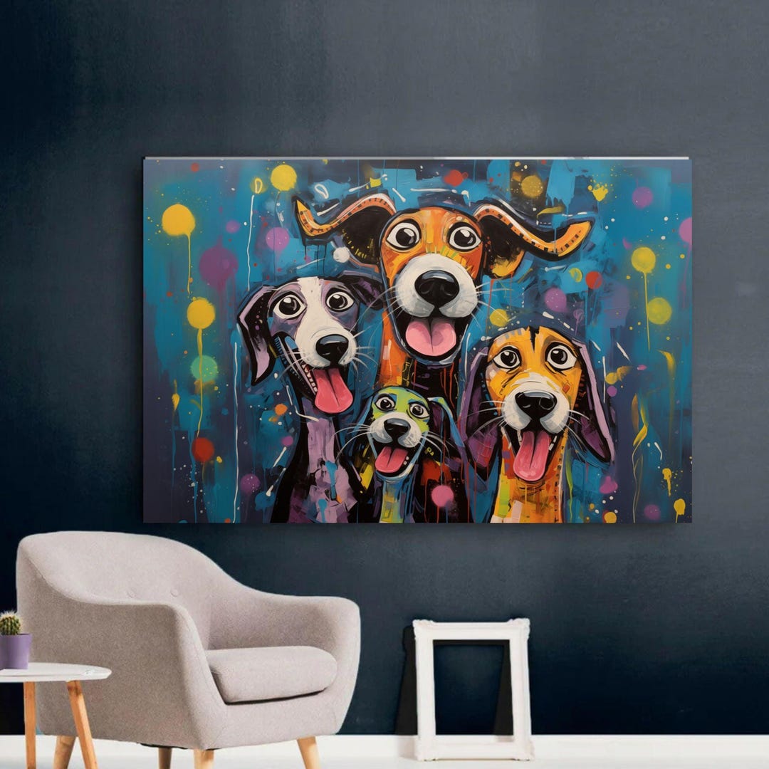 Funny Dog Art Print, Whimsical Poster - Print Colorful Pet Art - Happy ...