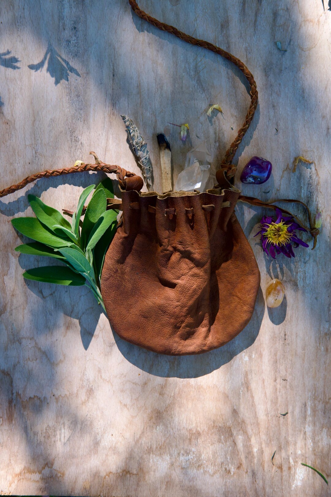 Medicine LEATHER Bag Magic Gathering Pouch Bushcraft Foraging Mushroom ...