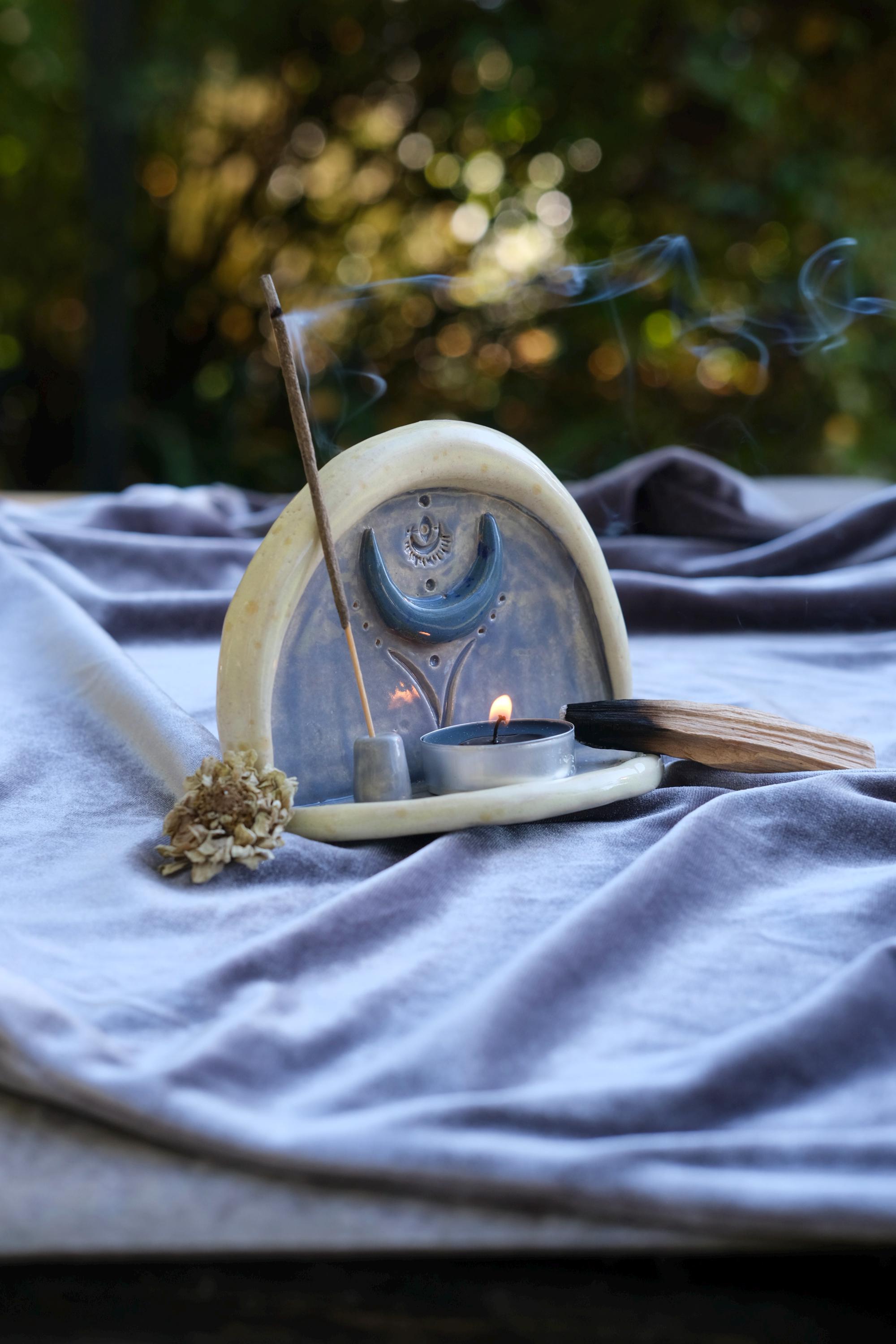 Home Clay Altar / Shrine / Temple Shelf Wall Ceramic Decor Moon Incense ...