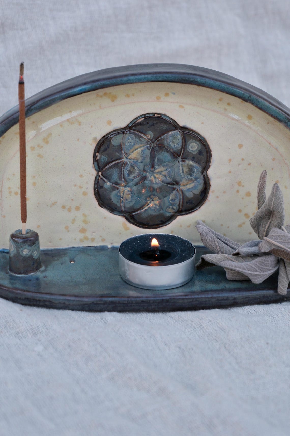 Home Clay Altar / Shrine / Temple Flower of Life Shelf Wall Ceramic ...