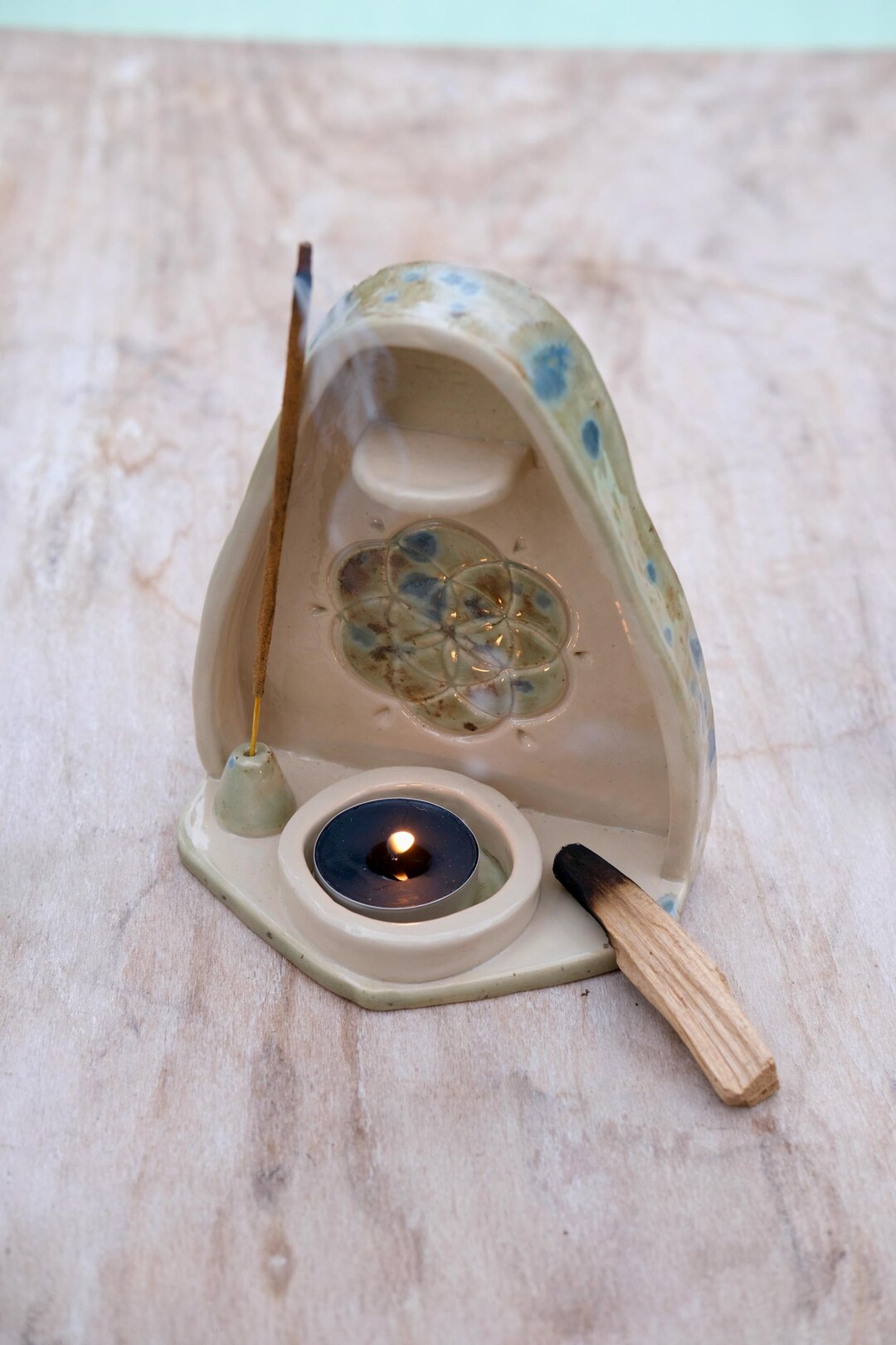 Clay Altar / Shrine / Temple Shelf Wall Ceramic Home Decor Flower of ...