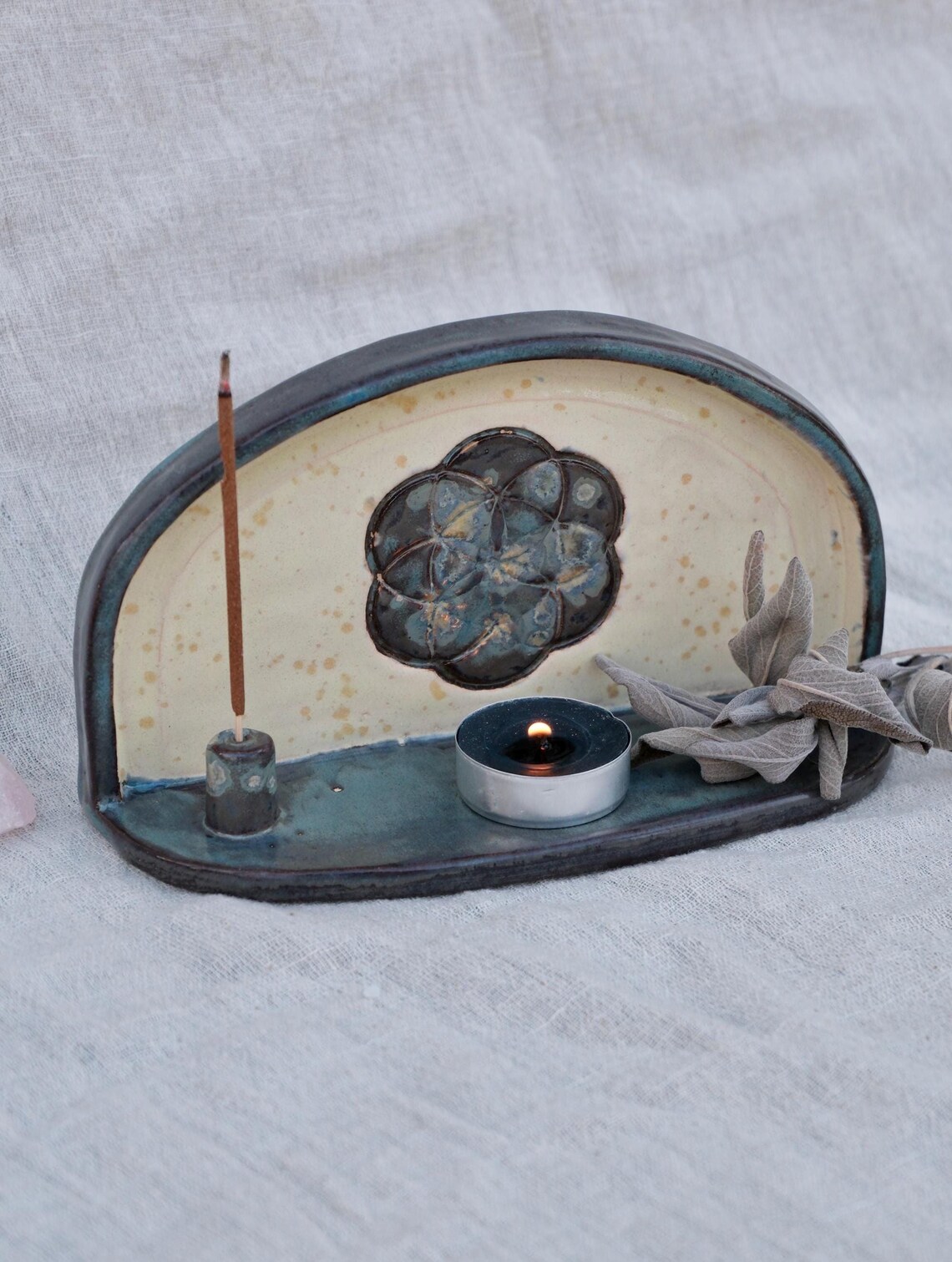 Home Clay Altar / Shrine / Temple Flower of Life Shelf Wall Ceramic ...