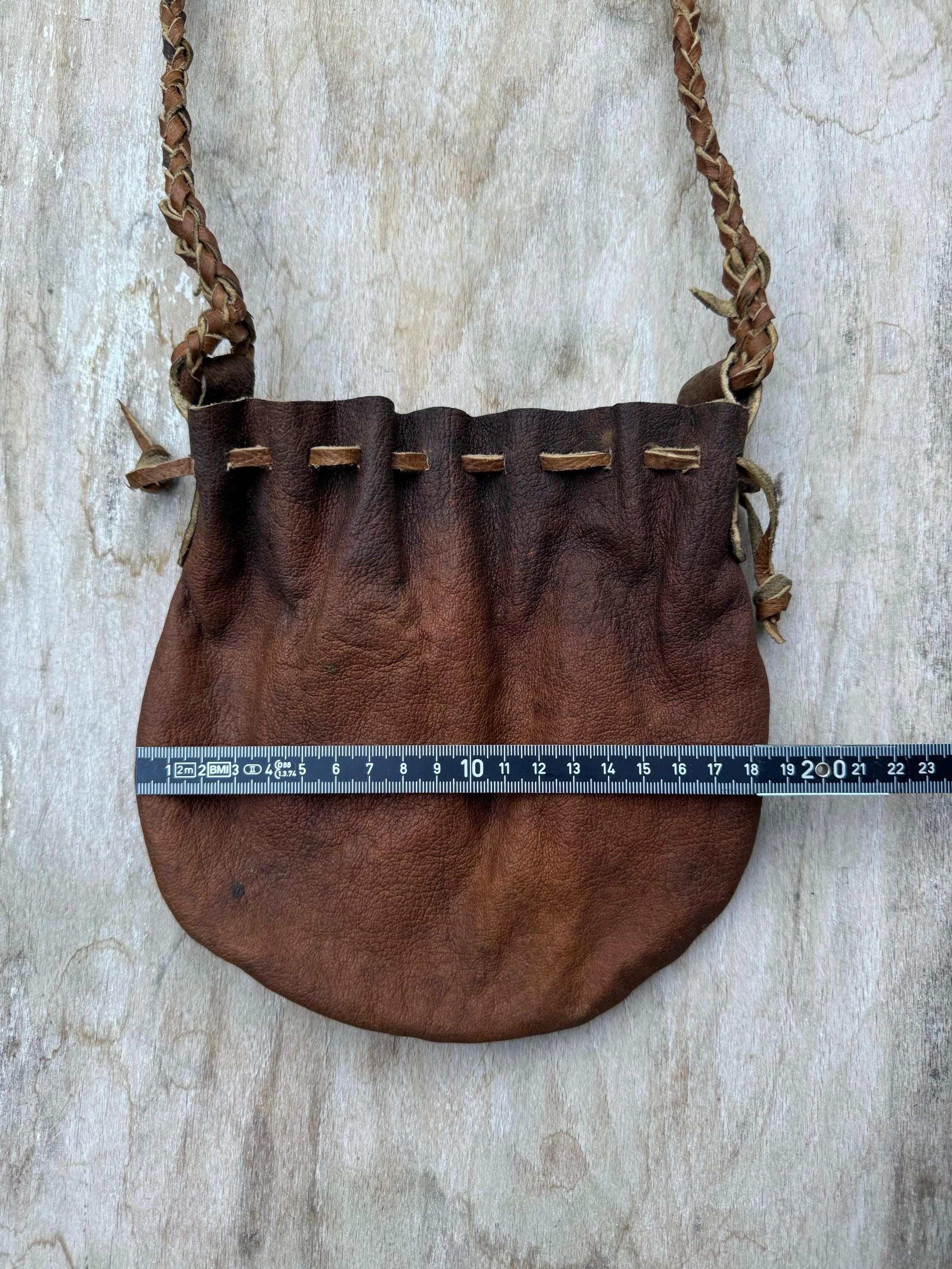 Medicine LEATHER Bag Magic Gathering Pouch Bushcraft Foraging Mushroom ...