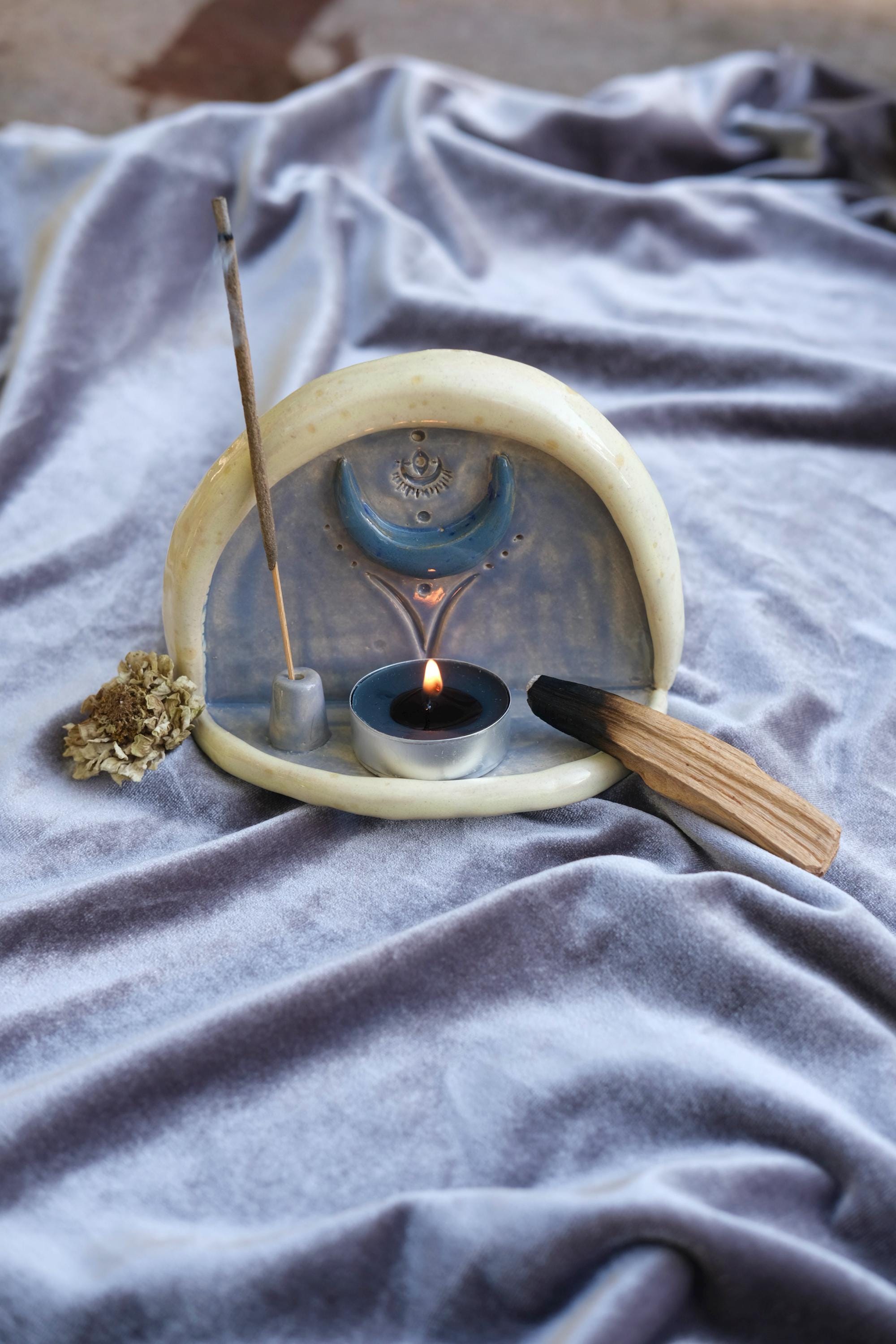 Home Clay Altar / Shrine / Temple Shelf Wall Ceramic Decor Moon Incense ...