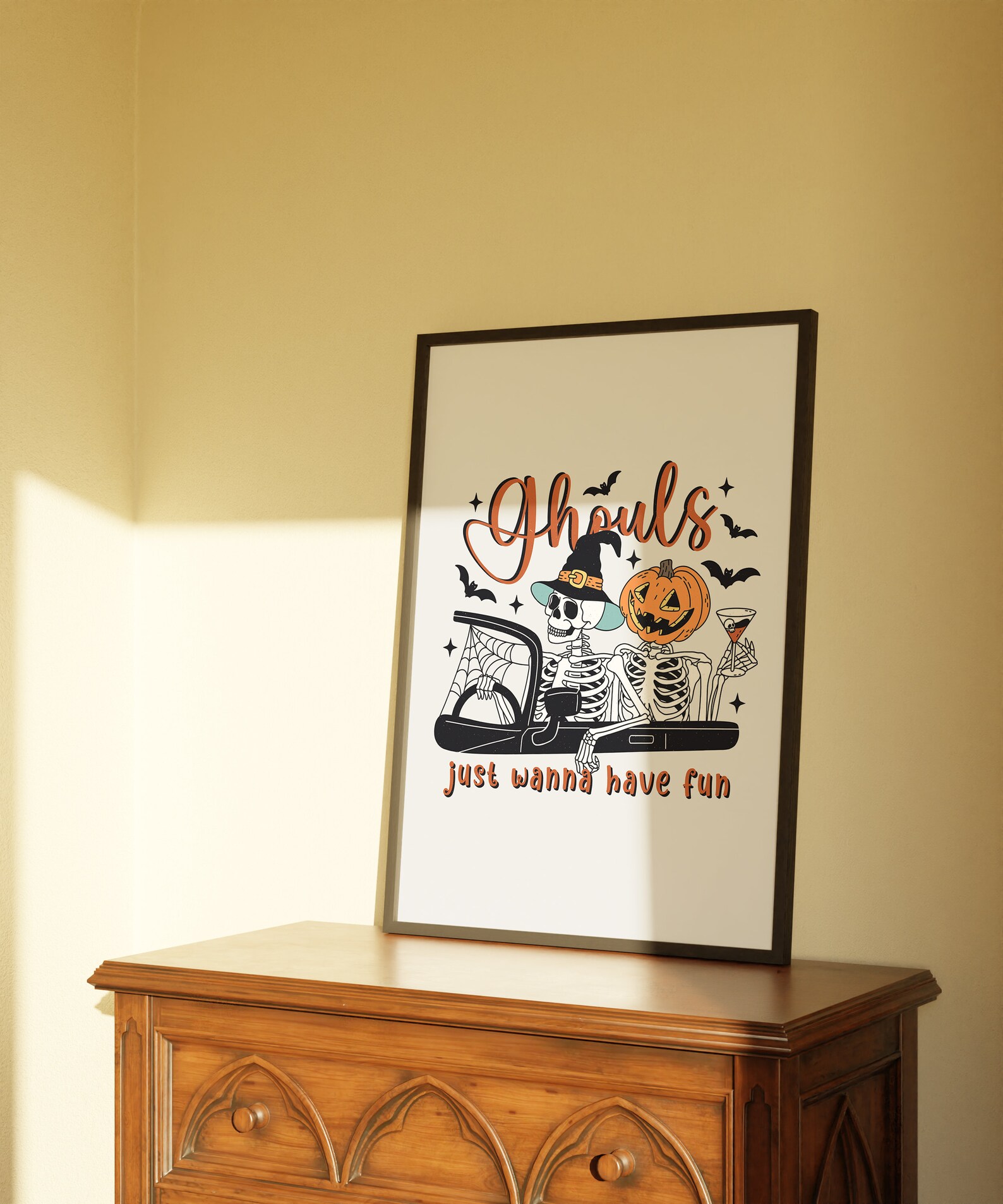 Retro Halloween Print, Skeleton Ghouls Art (digital Download) - Etsy