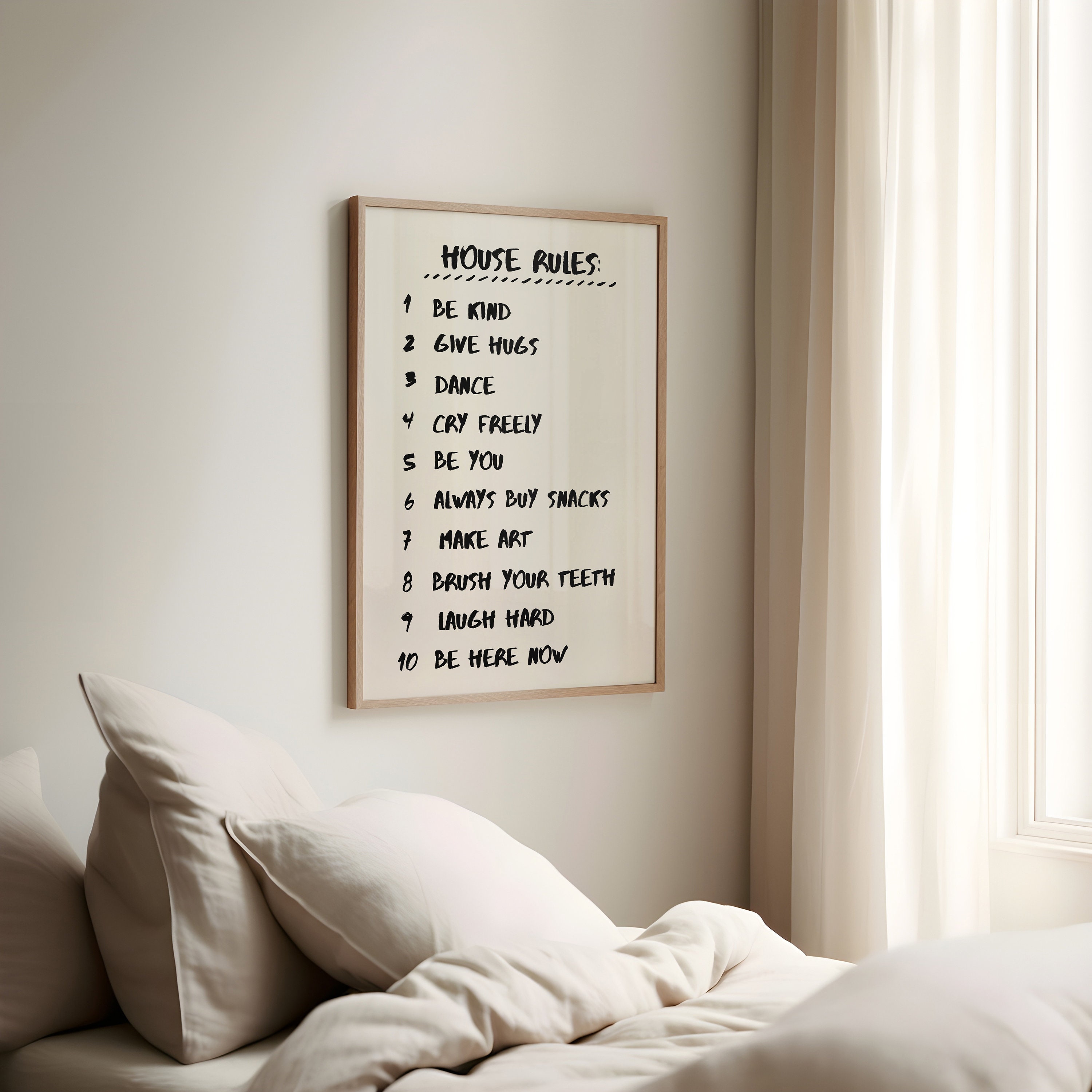 House Rules Print, Trendy Dorm Room Poster, Aesthetic Apartment Decor ...