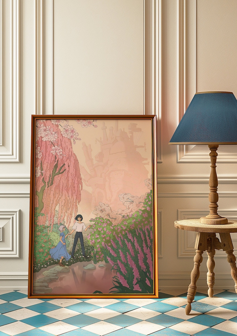 Howl's Moving Castle Poster, Sophie and Howl Art, Anime Gifts, Studio ...