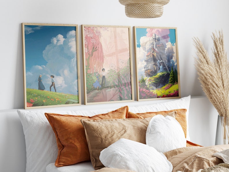 Howl's Moving Castle Prints, Studio Ghibli Art, Set of 3 (digital ...