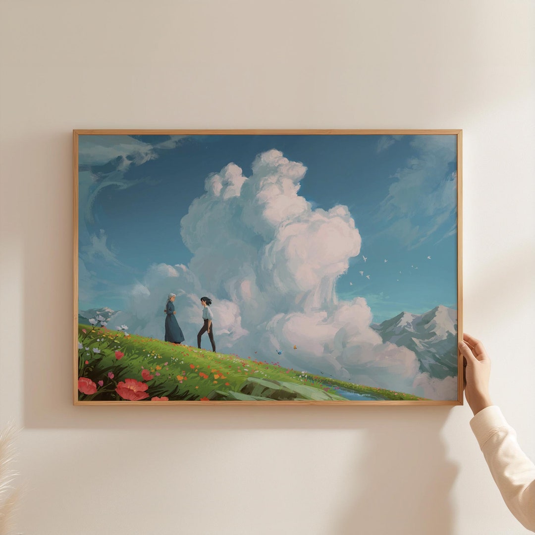 Howl's Moving Castle Print, Howl and Sophie Art, Trendy Horizontal Wall ...