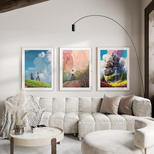 Howl's Moving Castle Prints, Studio Ghibli Art, Set of 3 (digital ...