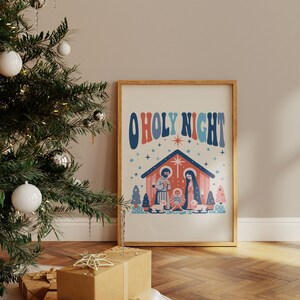 O Holy Night, Christmas Nativity Print, Bible Verse, Christian ...