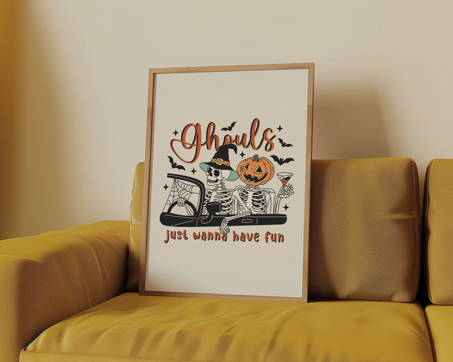 Retro Halloween Print, Skeleton Ghouls Art (digital Download) - Etsy
