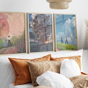 Howl's Moving Castle Print Set of 3, Anime Art, Ghibli Decor (digital ...