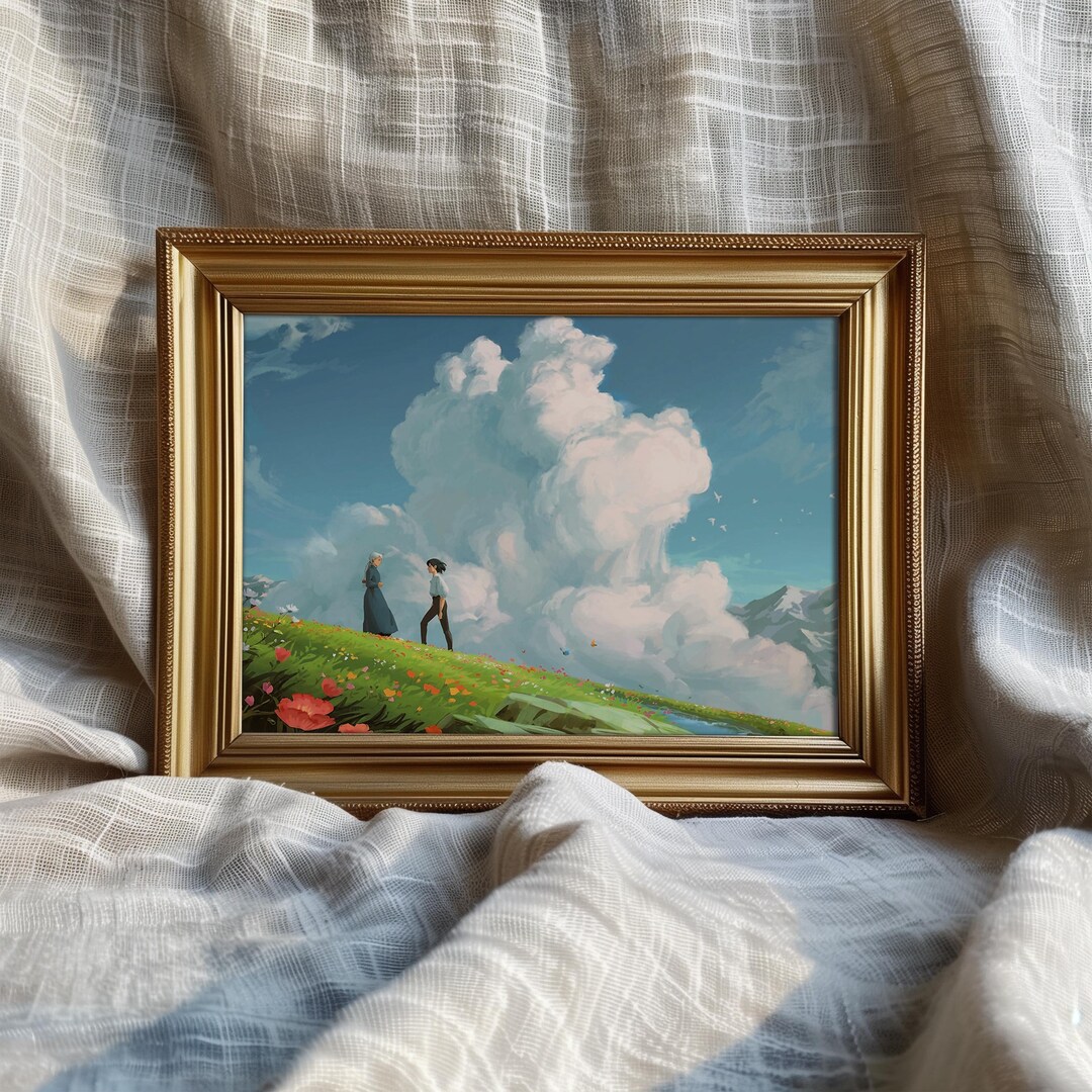 Howl's Moving Castle Print, Howl and Sophie Art, Trendy Horizontal ...