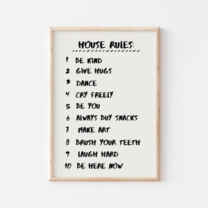 House Rules Print, Trendy Dorm Room Poster, Aesthetic Apartment Decor, Retro Wall Art Print ...
