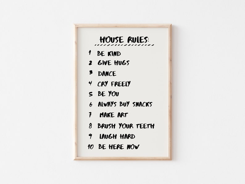House Rules Print, Trendy Dorm Room Poster, Aesthetic Apartment Decor ...