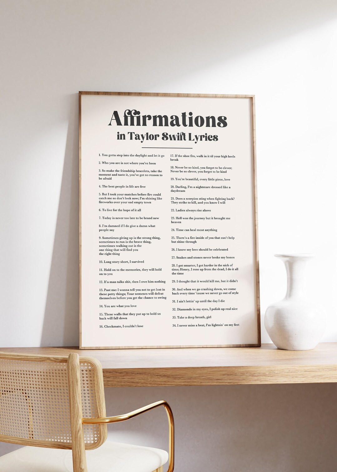 Taylor Swiftie Affirmations Print, Swiftie Lyric Print, Taylor's ...