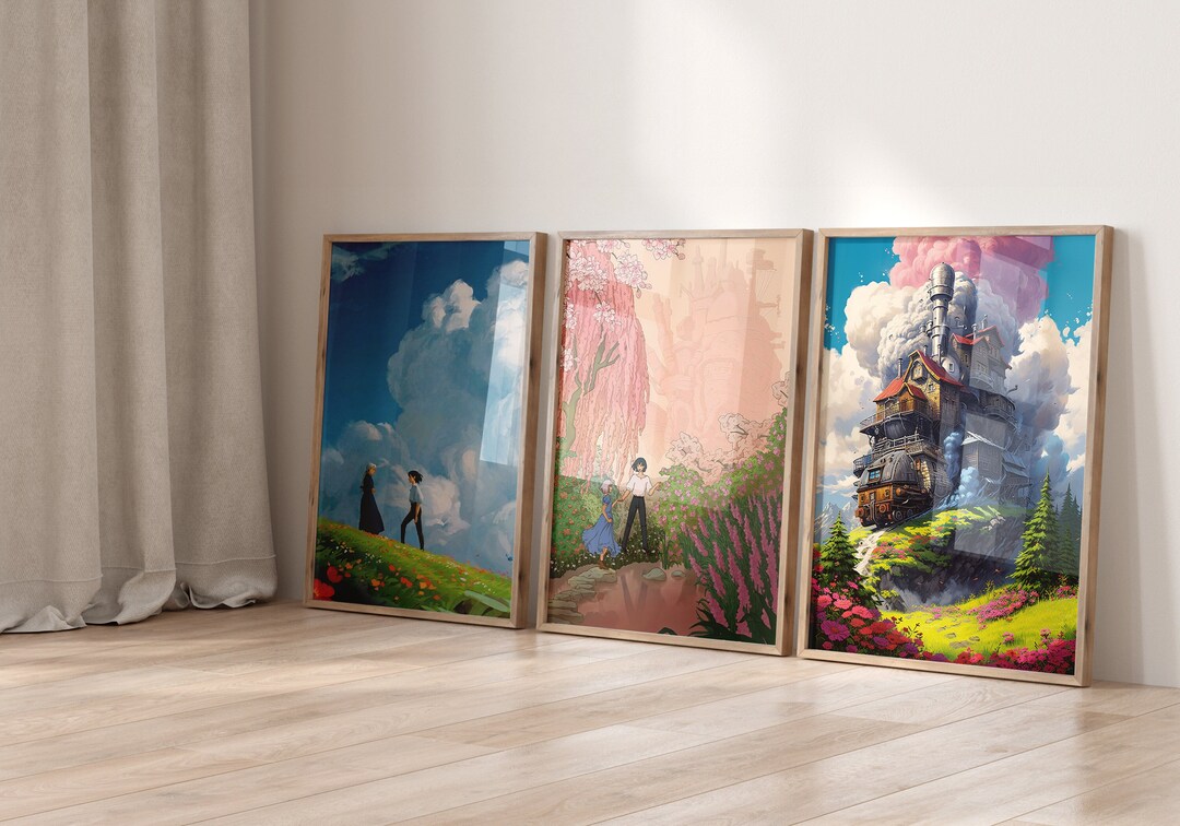 Set of 3 Howl's Moving Castle Prints, Sophie and Howl Art, Anime Gifts ...