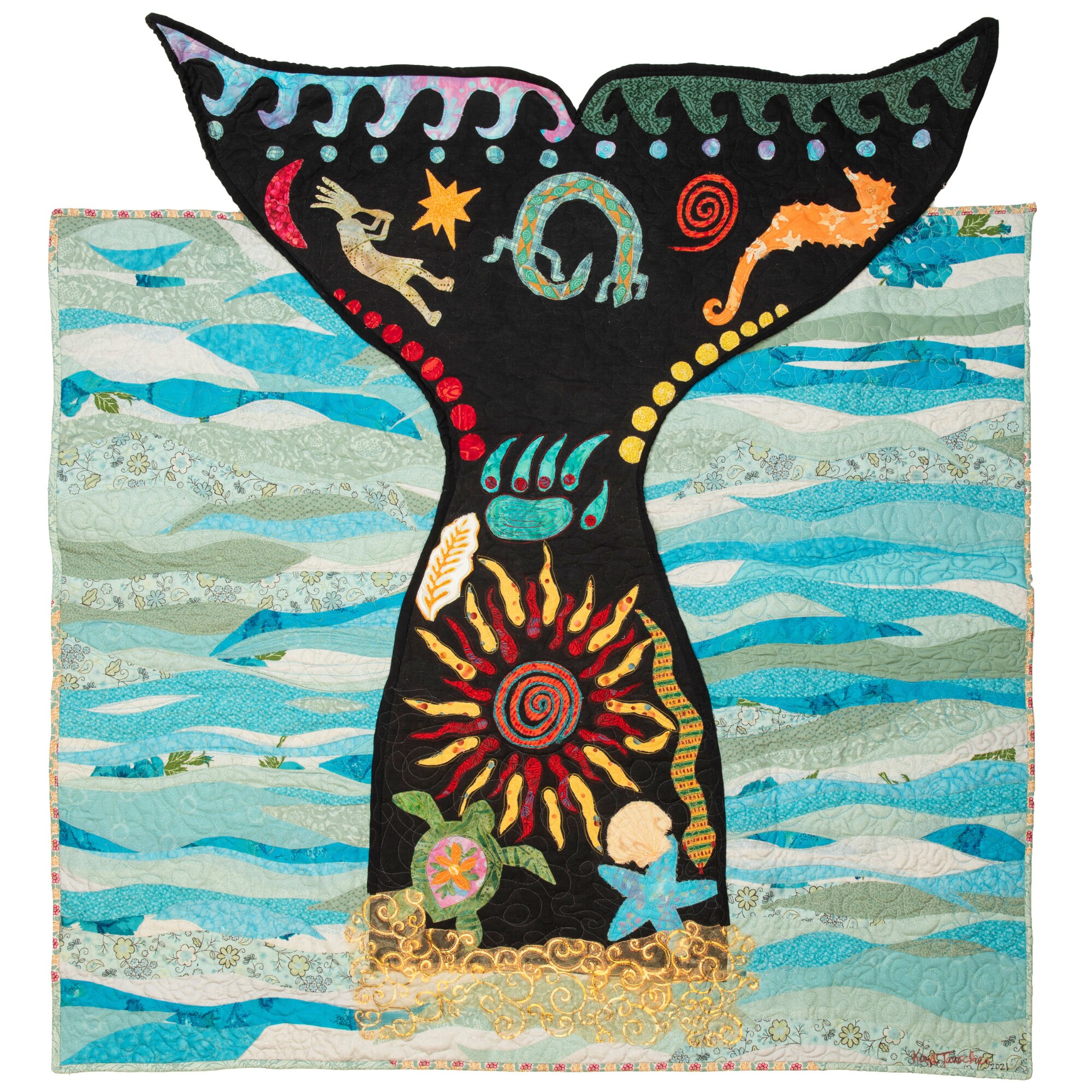 Whale Tale Art Quilt - Original Piece | Textile Art | Fabric and Thread ...