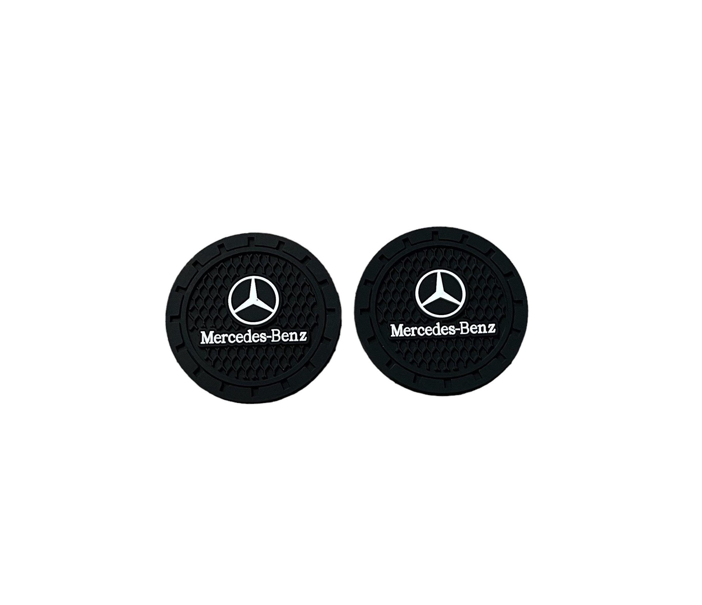 Mercedes-benz 2 Pc Car Cup Holder Mat Pad Silicone Coasters Black 2.75 ...
