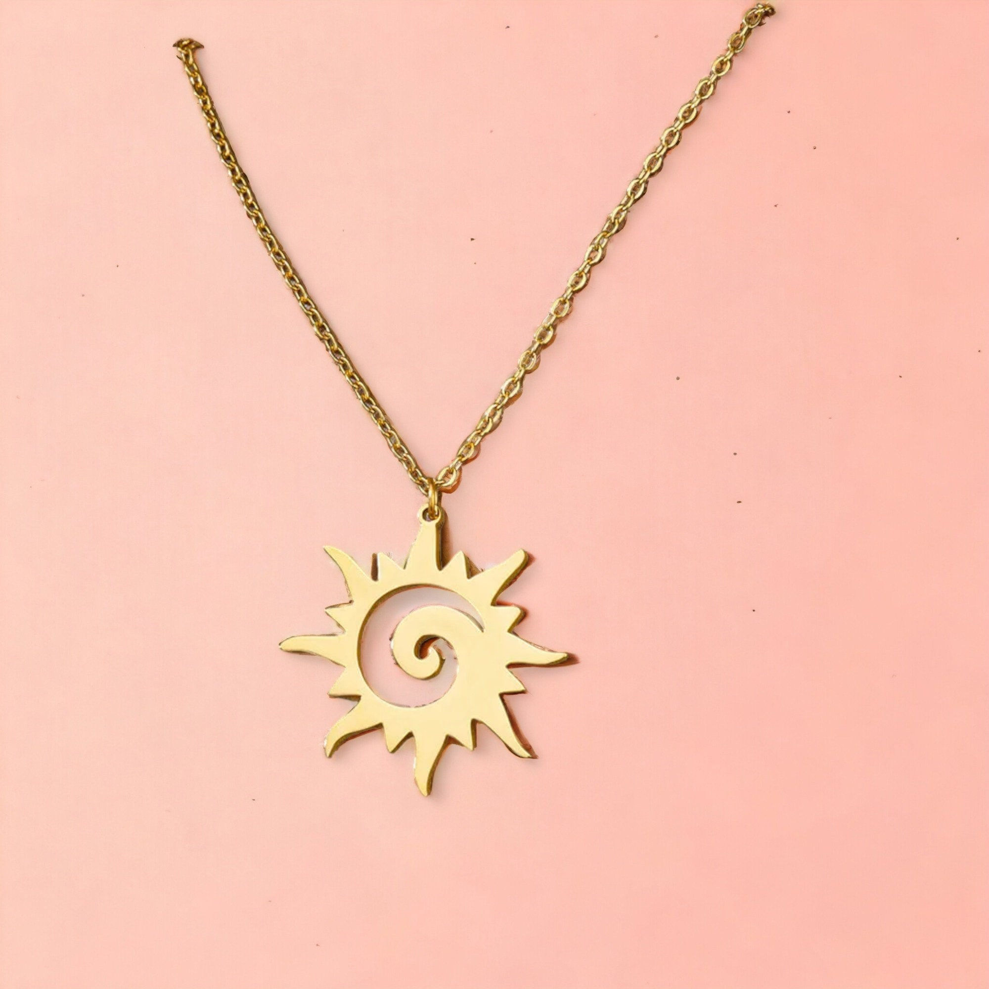 Rapunzel Sunburst Gold Necklace-disney Tangled Delicate Gold - Etsy