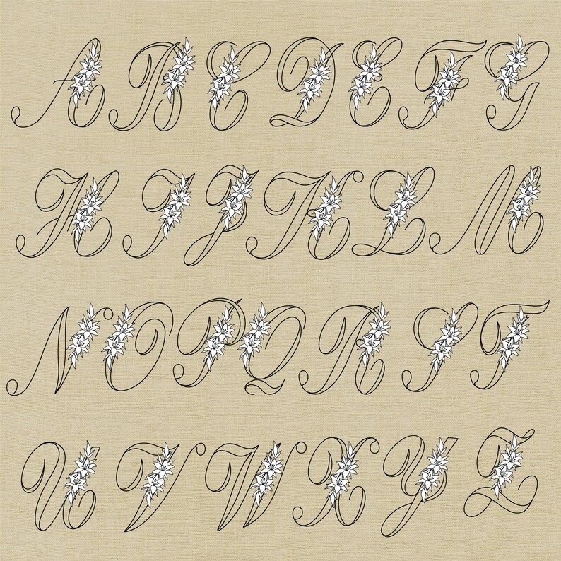 Floral Alphabet PDF Pattern, Hand Embroidery PDF Pattern Only, Letters ...