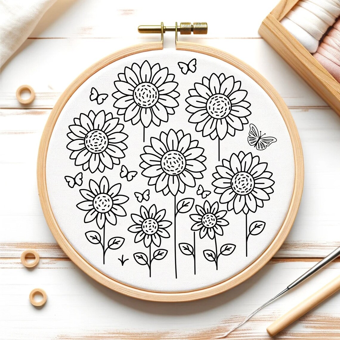 Sunflowers PDF Pattern, Flowers Hand Embroidery PDF Pattern Only ...