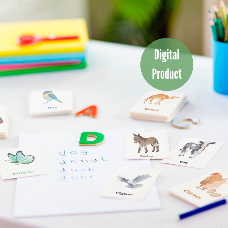 20 Printable Farm Animals Flashcards Montessori Educational Cards for ...