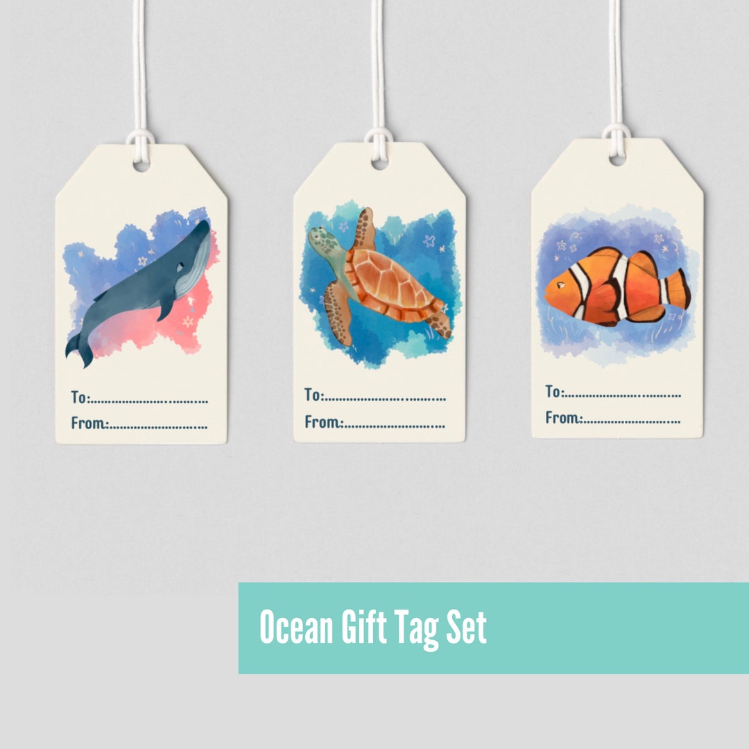 Kids Gift Tags Printable Ocean Animal Gift Tags Handmade Ocean ...