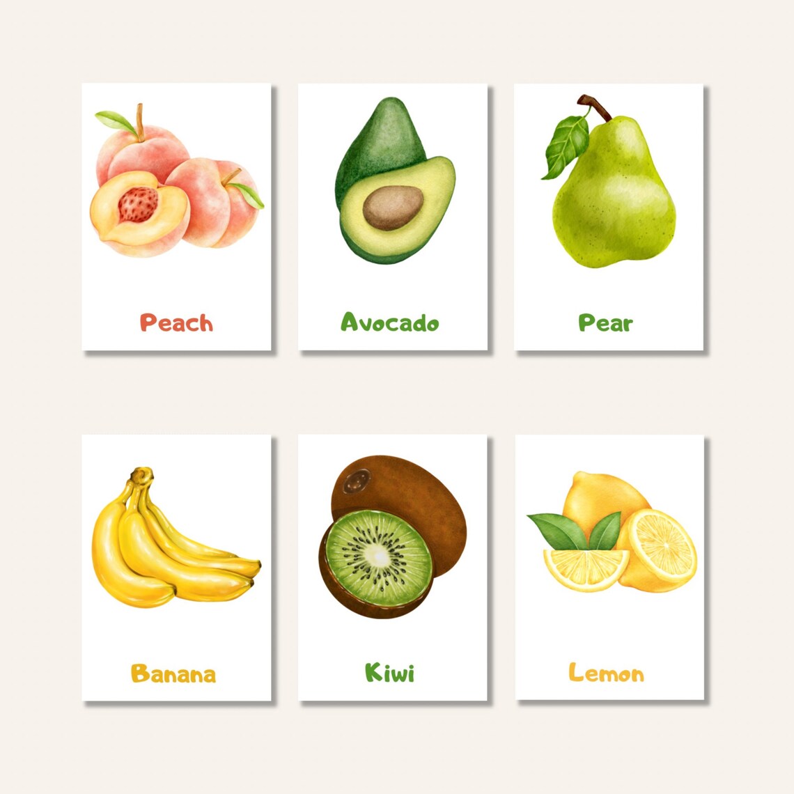 Educational Fruit Flashcards Set of 20, Perfect for Montessori School ...