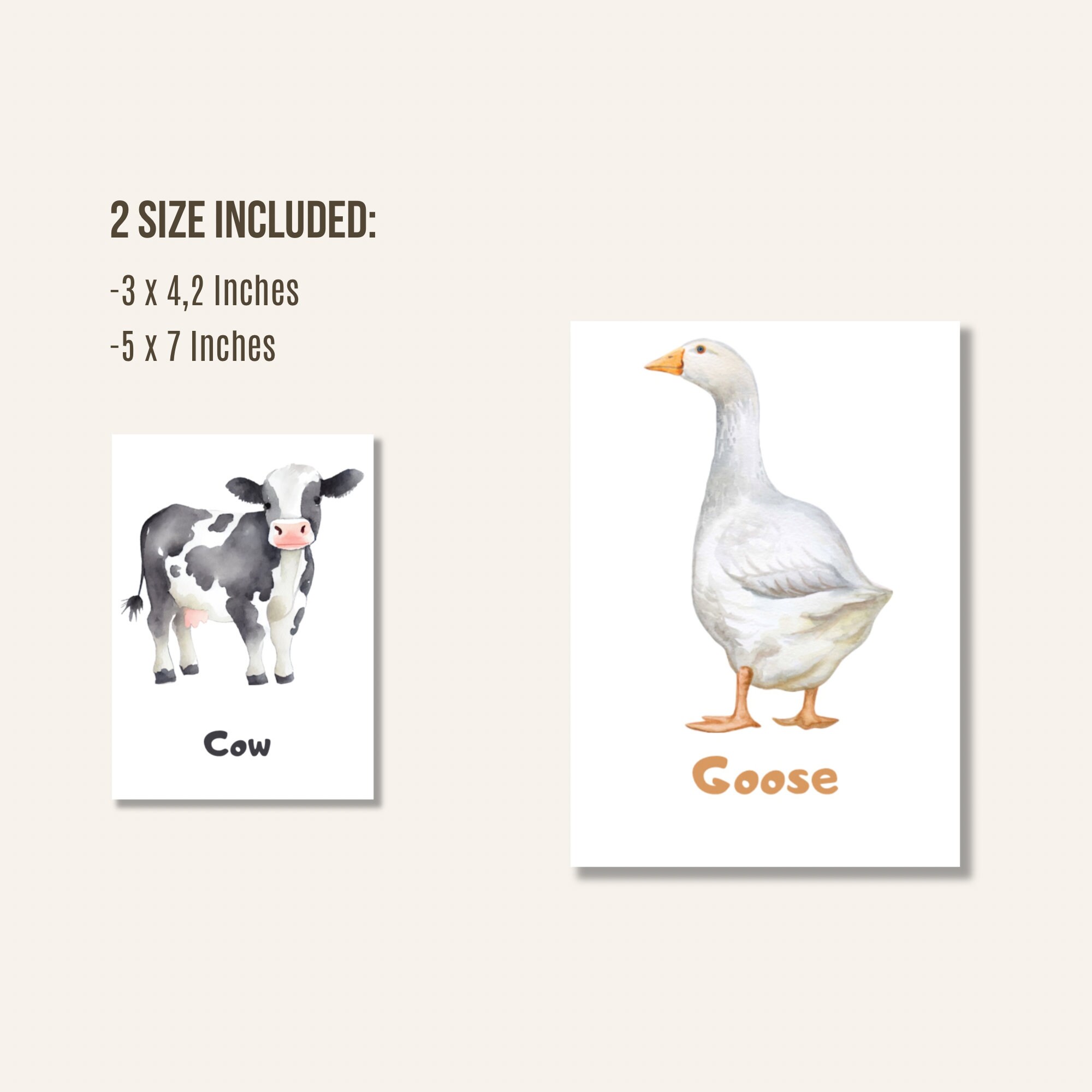 20 Printable Farm Animals Flashcards Montessori Educational Cards for ...