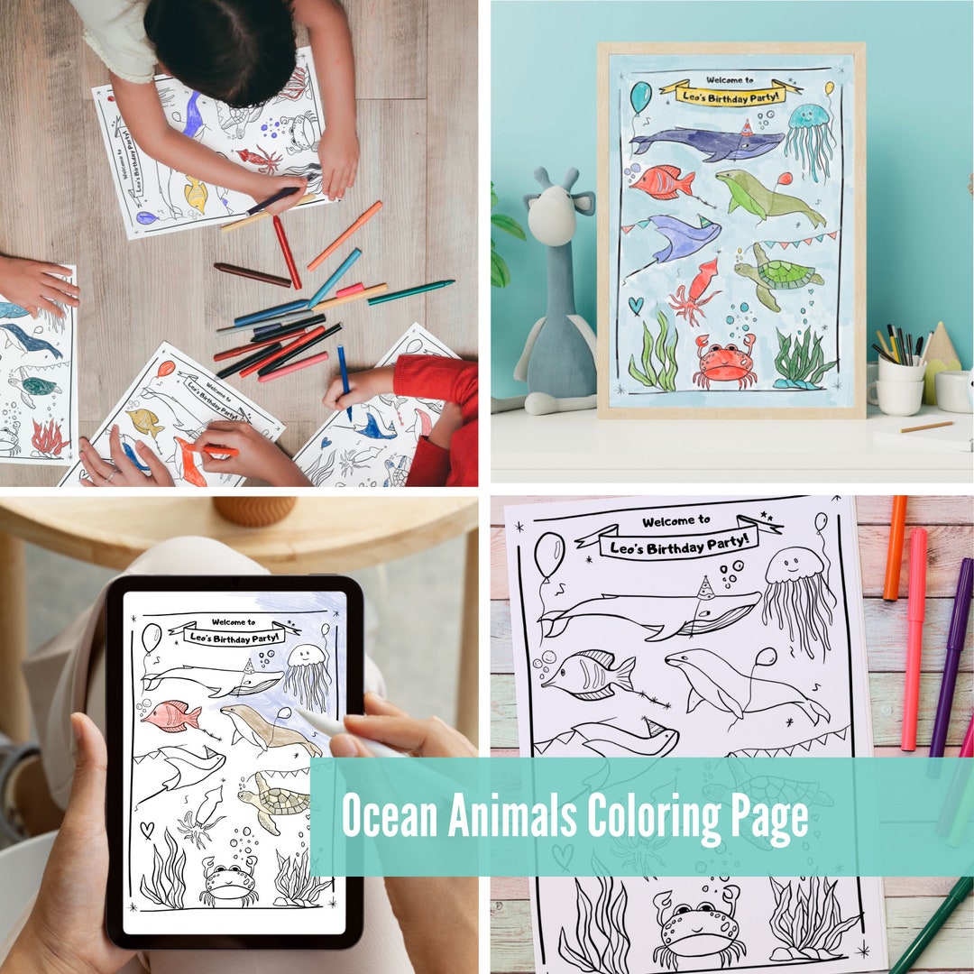 Printable Ocean Coloring Page for Kids, Sea Life Adventure, Perfect for ...