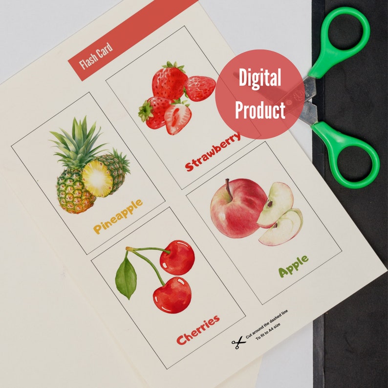 40 Fruits & Vegetables Flashcards for Kids, Montessori Materials ...
