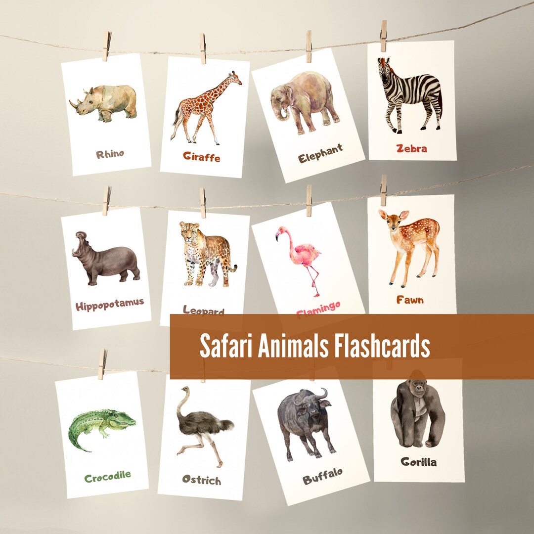 25 Printable Safari Animal Flash Cards for Toddlers & Preschool ...