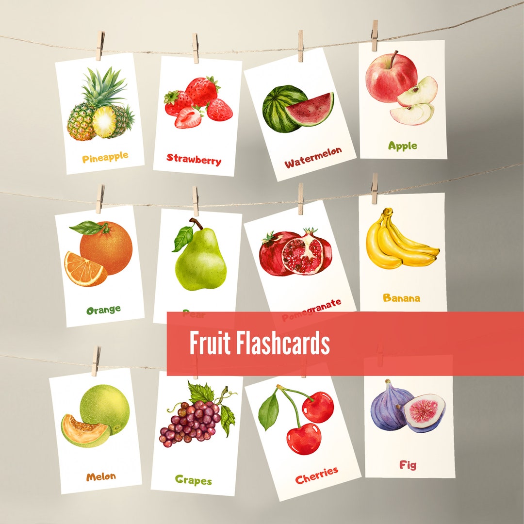 Educational Fruit Flashcards Set of 20, Perfect for Montessori School ...