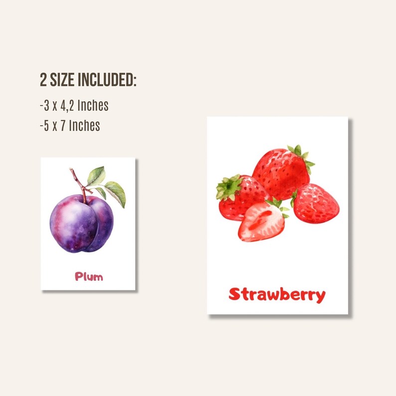 Educational Fruit Flashcards Set of 20, Perfect for Montessori School ...
